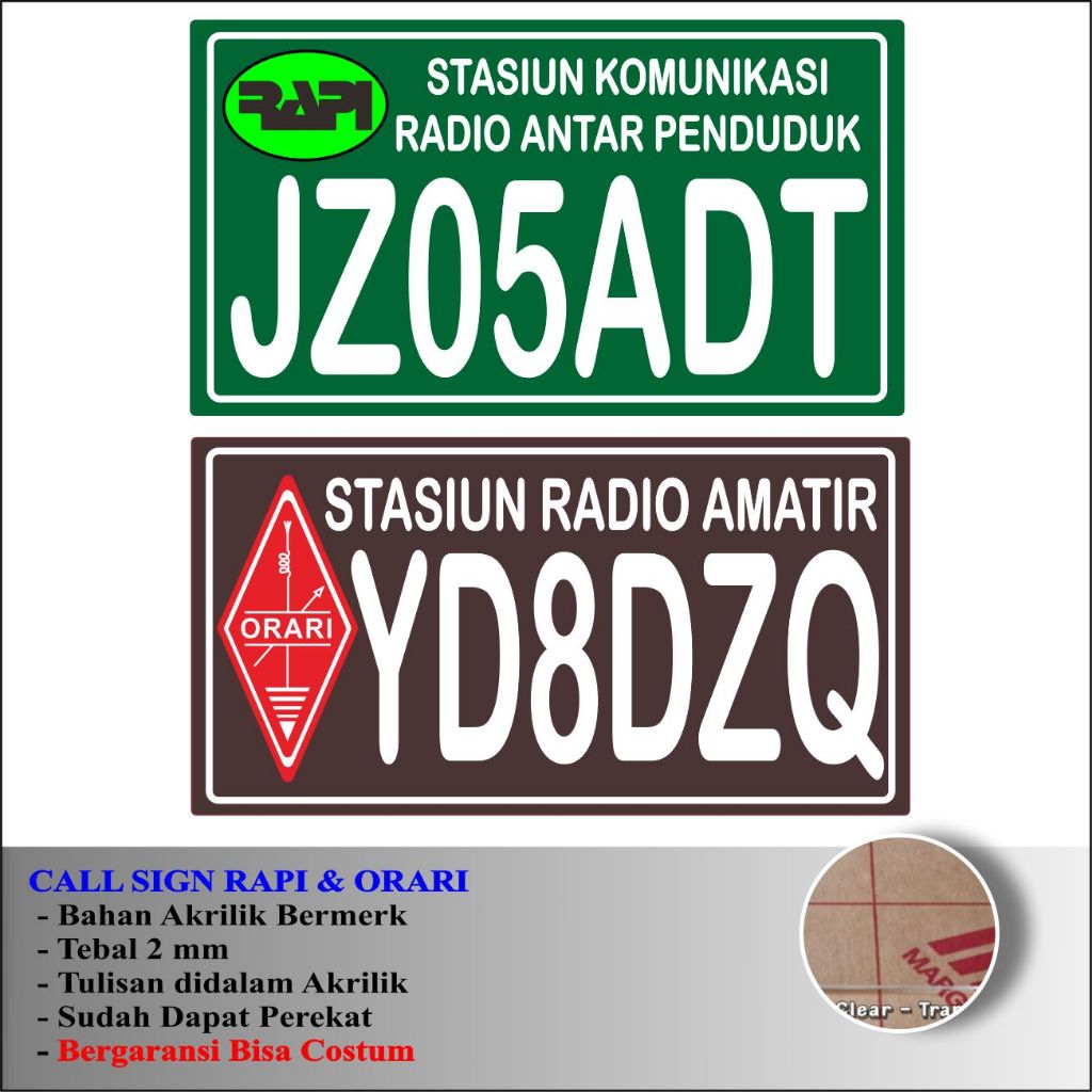 Jual PAPAN CALLSIGN RAPI ORARI BAHAN STIKER AKRILIK | Shopee Indonesia