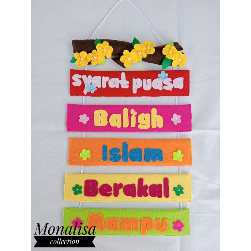 Jual hiasan dinding kelas rukun islam prakarya flanel rukun islam hiasan dinding gantungan untuk ...