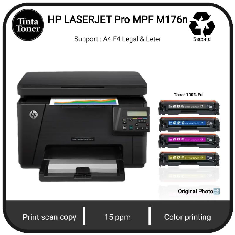 Jual Printer poto copy Hp Laserjet Pro MFP M176n print scan copy toner ...