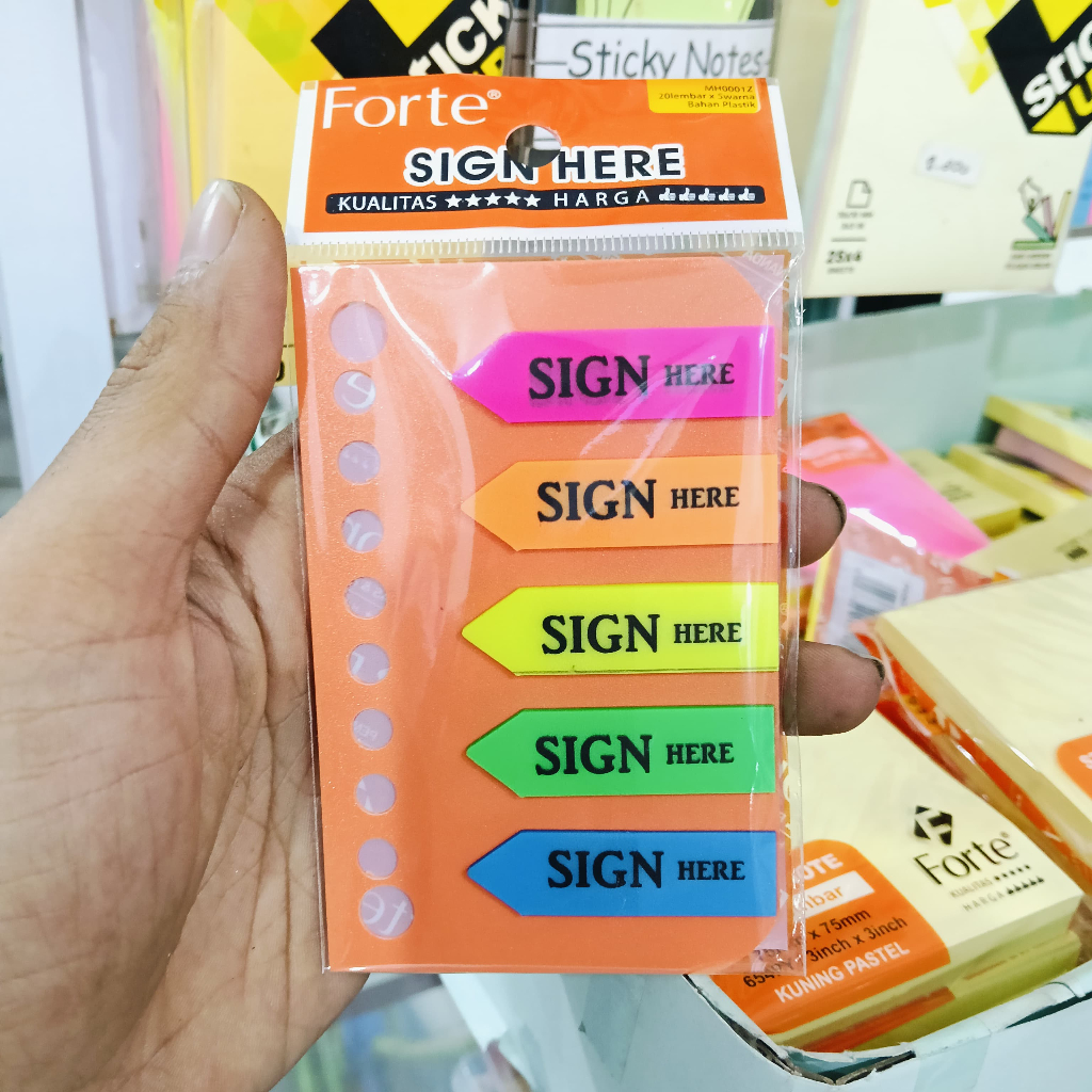 Jual FORTE STICK NOTE SIGN HERE PENANDA TANDA TANGAN 5 WARNA BAHAN ...