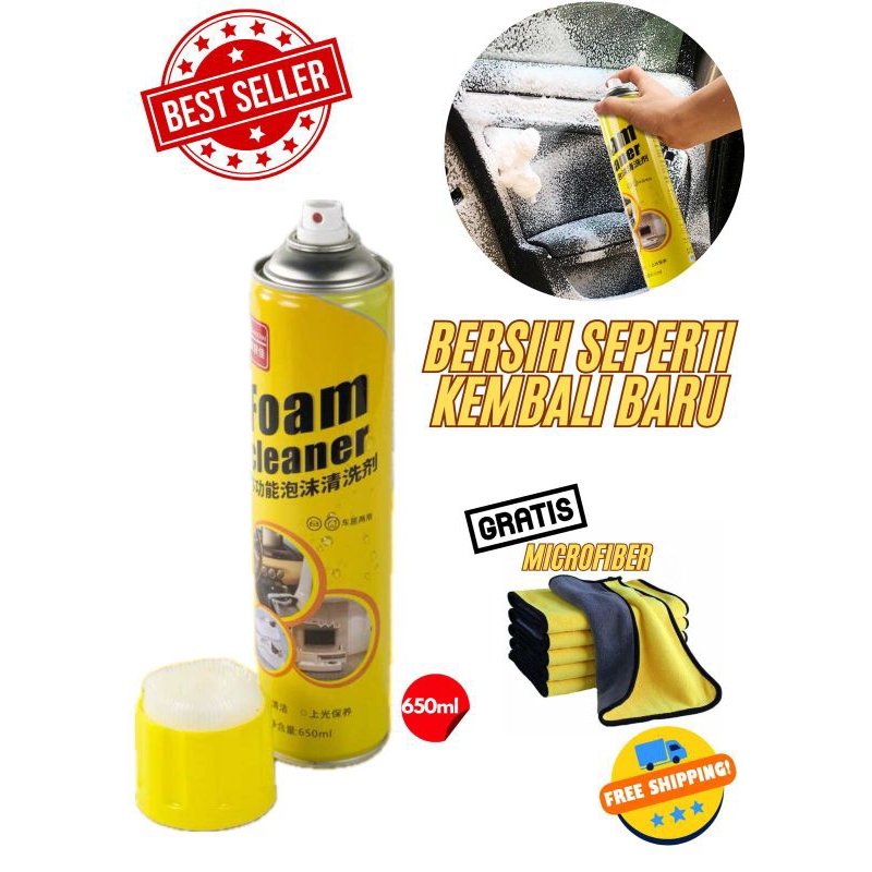 Jual Pembersih Foam Interior Jok Plafon Mobil 650 ml Bonus Kain ...