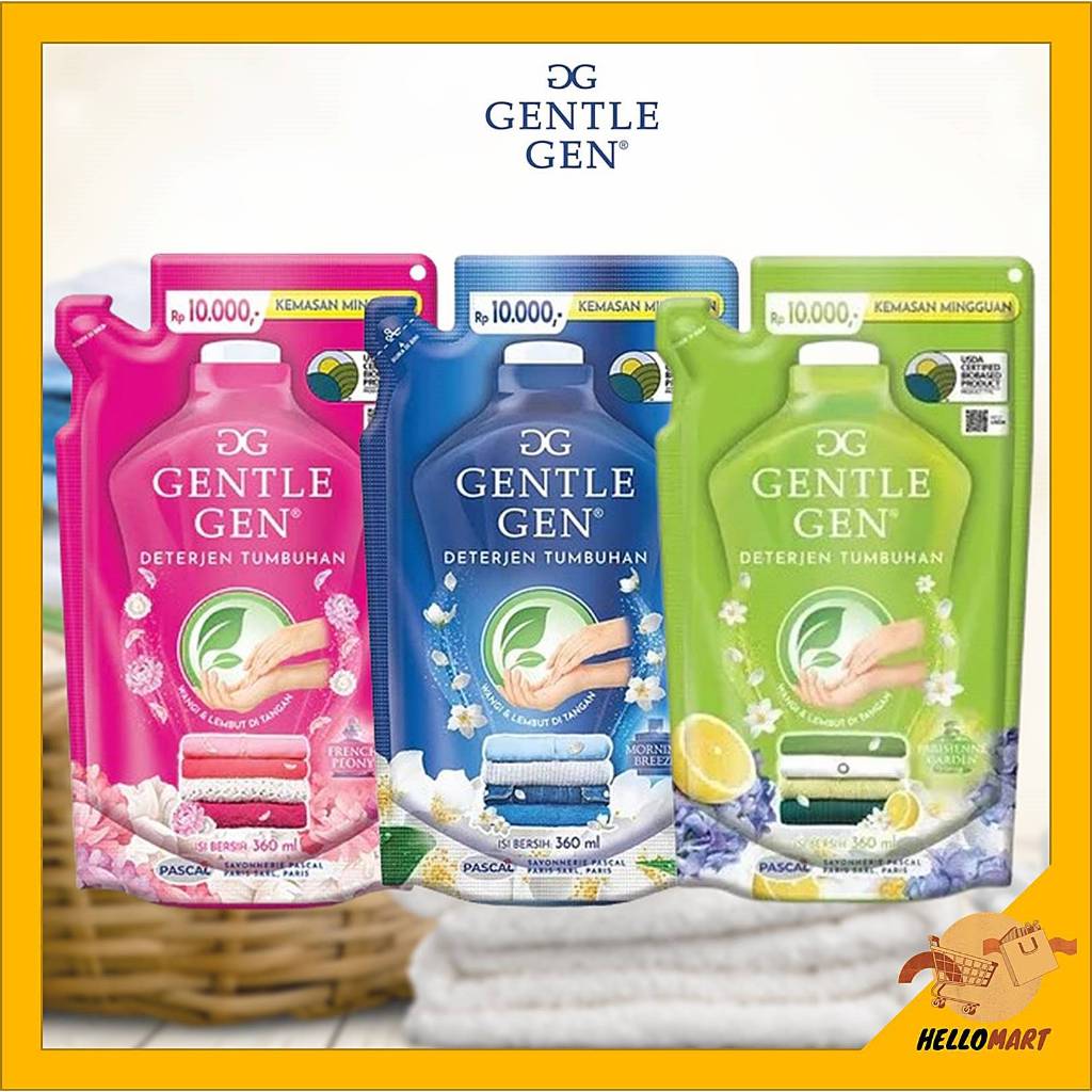 Jual ORIGINAL Gentle Gen Deterjen Cair Pouch Refill 360ml / HELLOMARTID ...