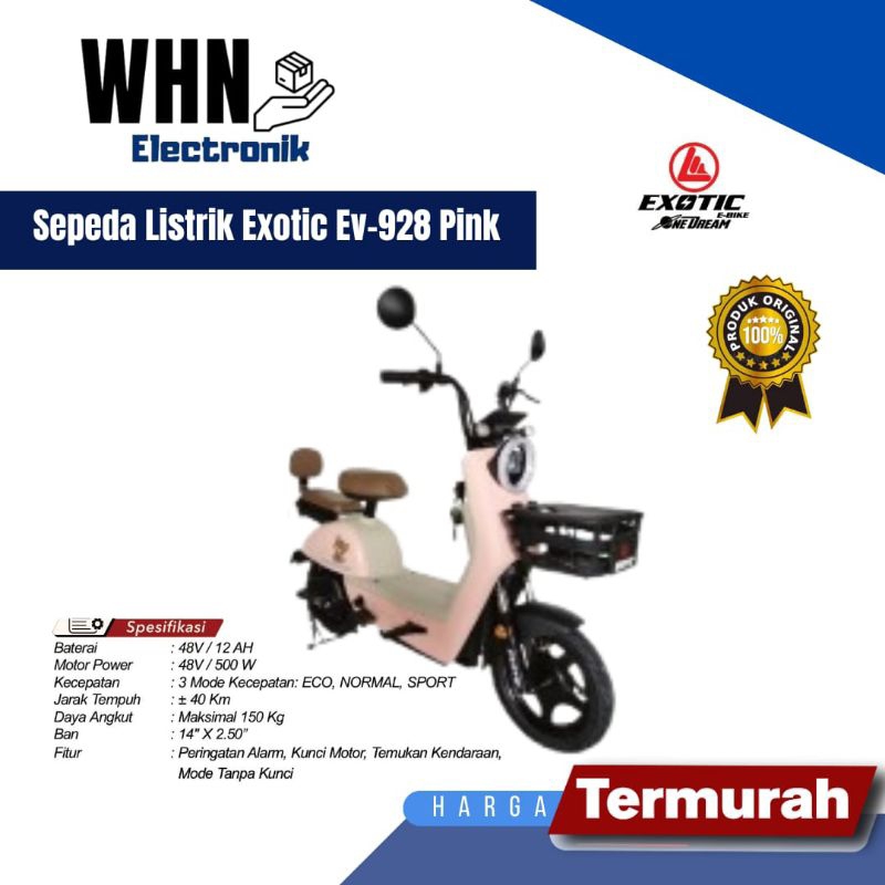Jual Sepeda listrik exotic Ev-928 Pink | Shopee Indonesia