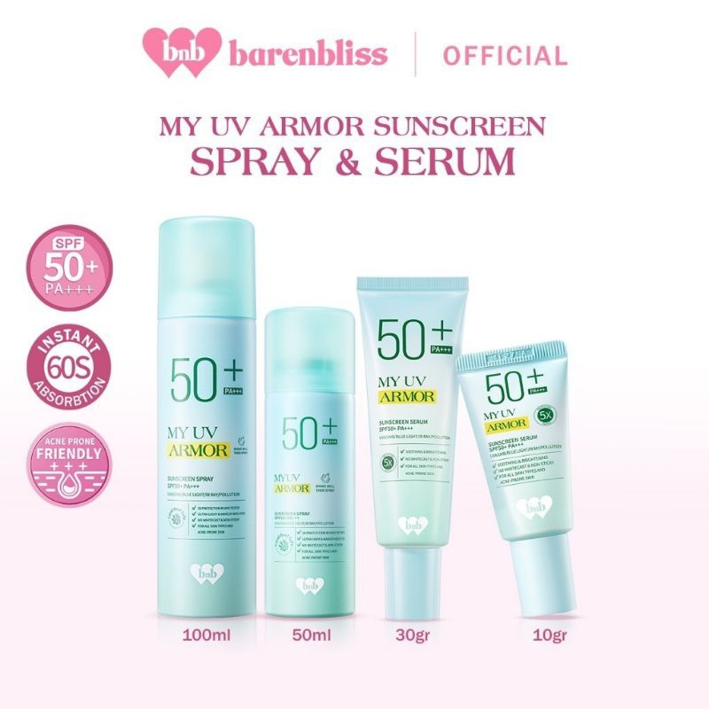 Jual BNB BARENBLISS My UV Armor Sunscreen Spray SPF 50+ PA+++ | Shopee Indonesia