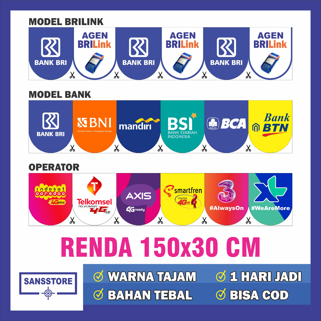 Jual CETAK BANNER RENDA 150X30 CM SPANDUK BRILINK BENNER | Shopee Indonesia