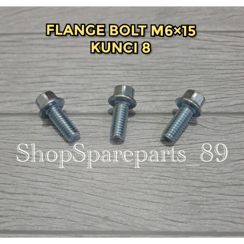 Jual [ 50 - 100 PCS ] K8 BAUT FLANGE BOLT BLOK MESIN CVT M6×15 KUNCI 8 PUTIH | Shopee Indonesia