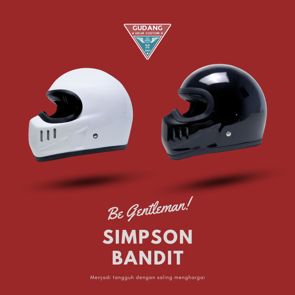 Jual Helm Custom Simpson Bandit Black White | Shopee Indonesia