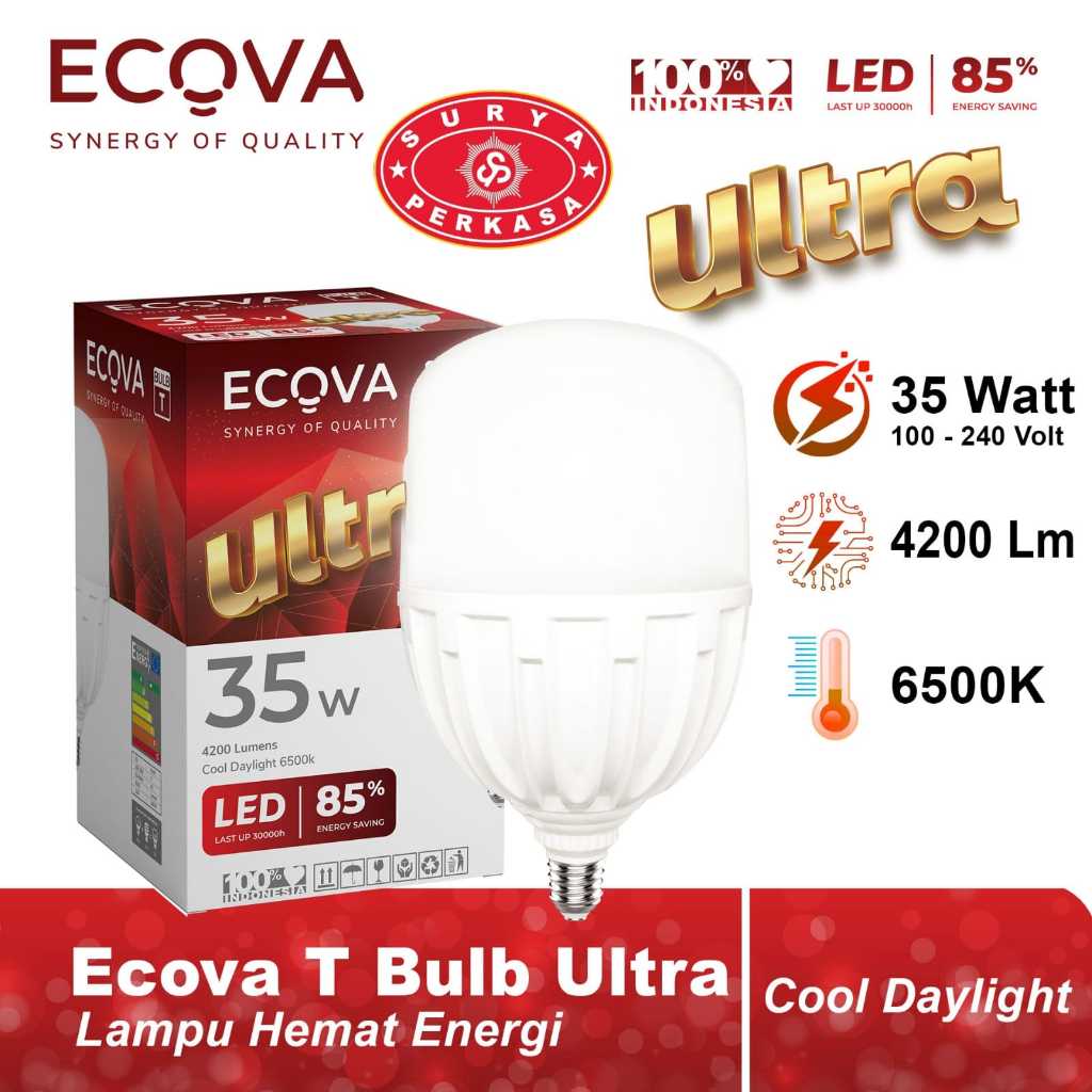 Jual Surya Perkasa ECOVA Lampu LED Kapsul Ultra LED T Bulb Ultra Lampu Serbaguna Lampu ECOVA ...