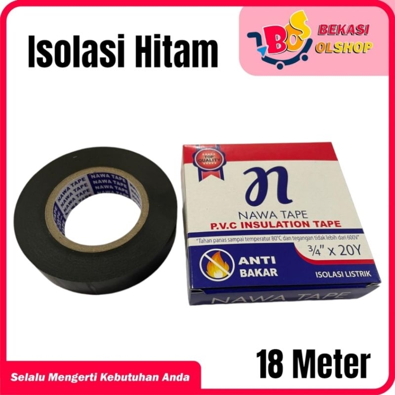 Jual ISOLASI KABEL LISTRIK HITAM 3/4 20 YARD / TAPE PVC HITAM ANTI ...
