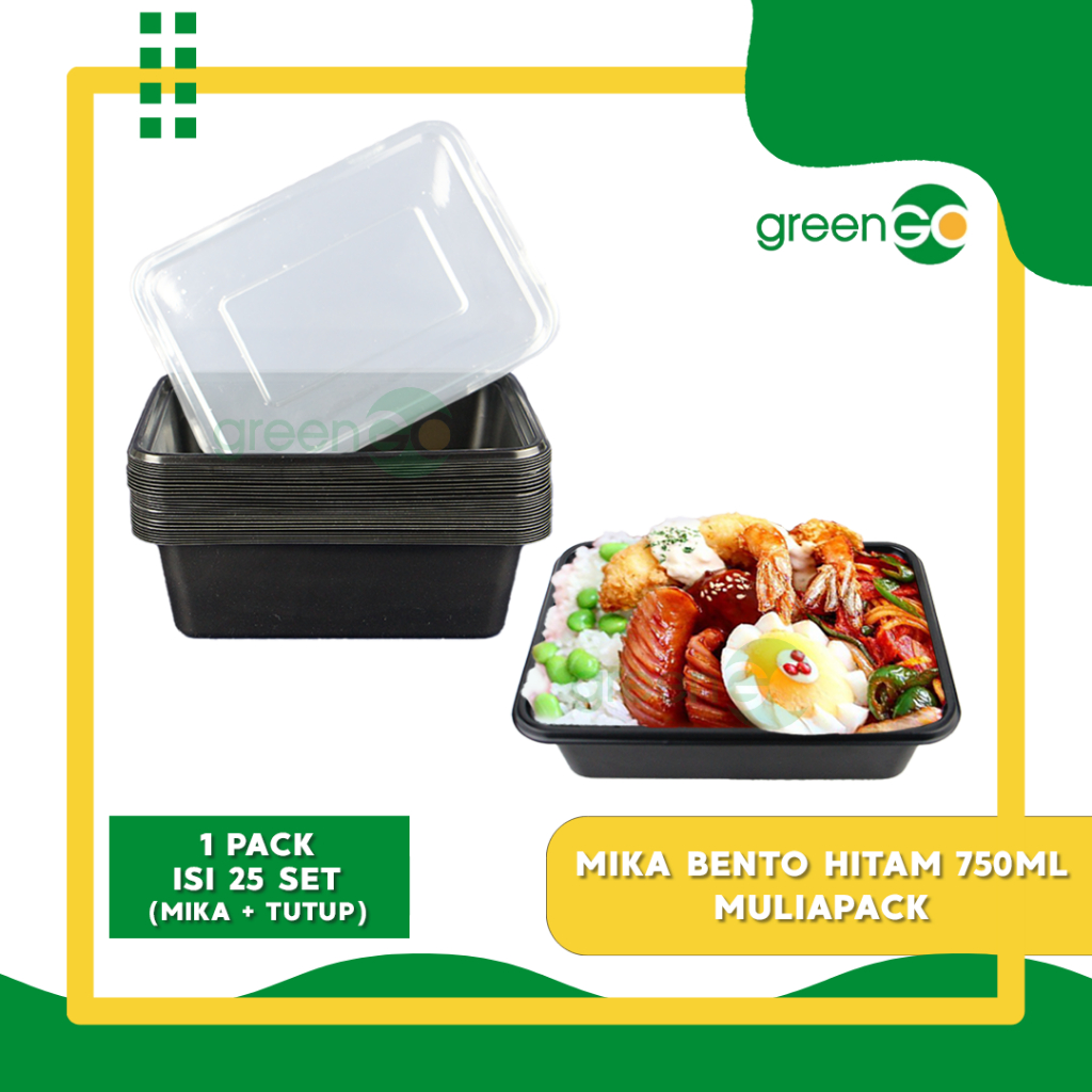 Jual MIKA BENTO 750ML ISI 25 SET MIKA BENTO HITAM UK 750ML MULIAPACK ...