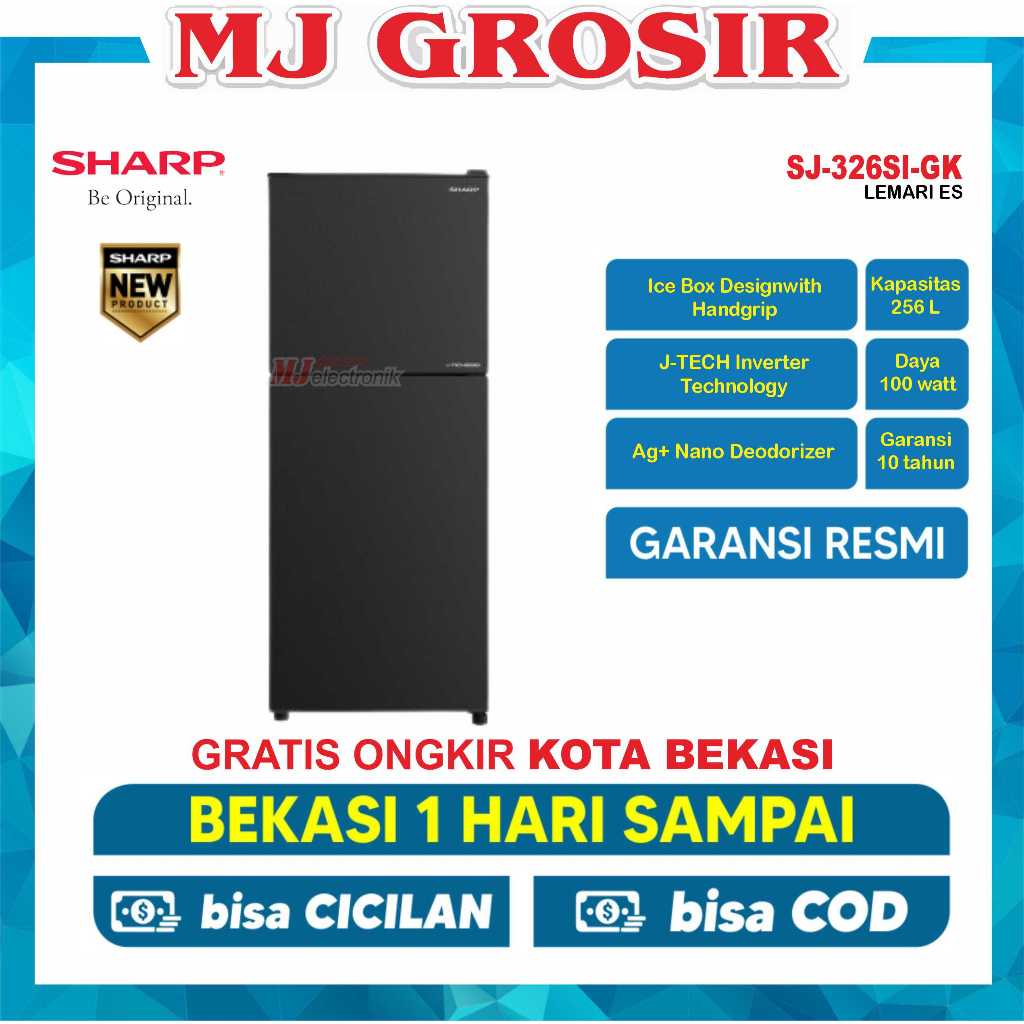 Jual KULKAS SHARP SJ 326 SI GK LEMARI ES 2 PINTU SJ-326SI-GK INVERTER | Shopee Indonesia