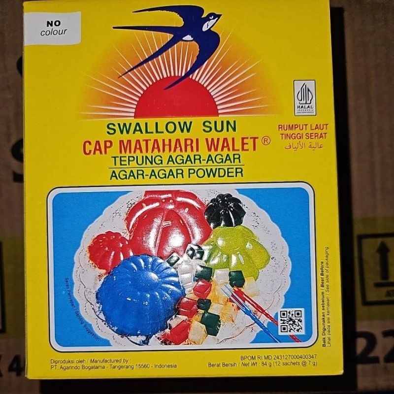 Jual SWALLOW SUN Agar-Agar Powder Plain/Putih 1 Box/12pcs (84gr ...