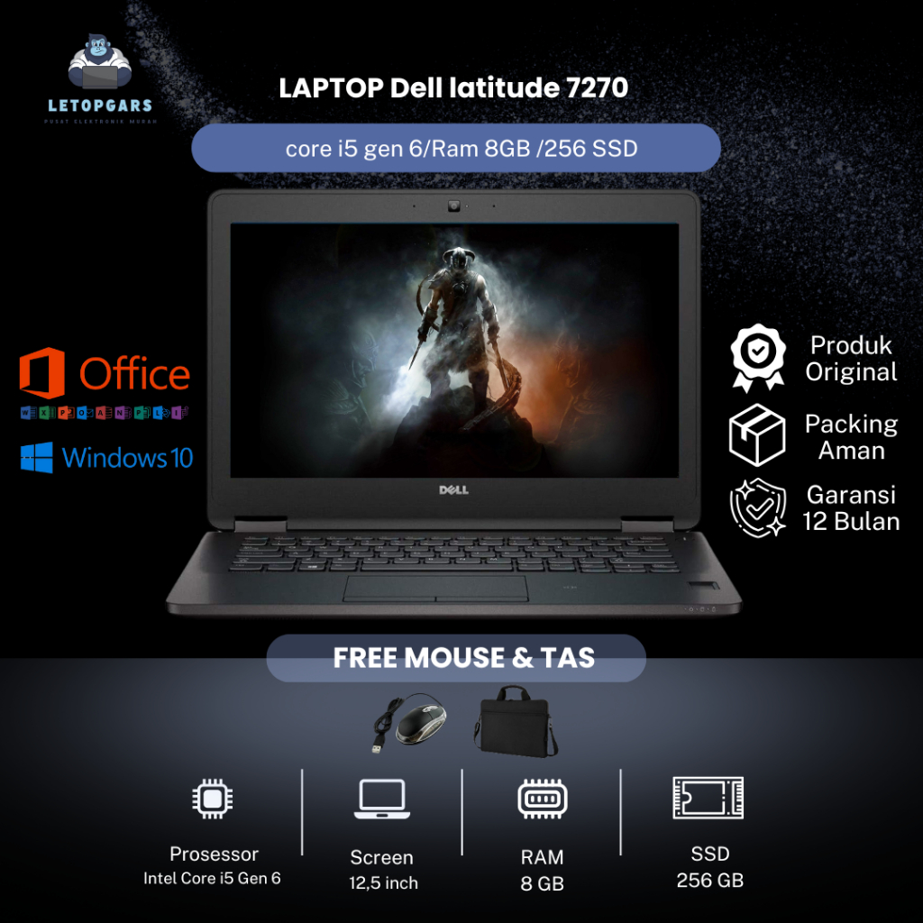 Jual Dell latitude 7270 core i5 gen 6/Ram 8GB /256 SSD | Shopee Indonesia