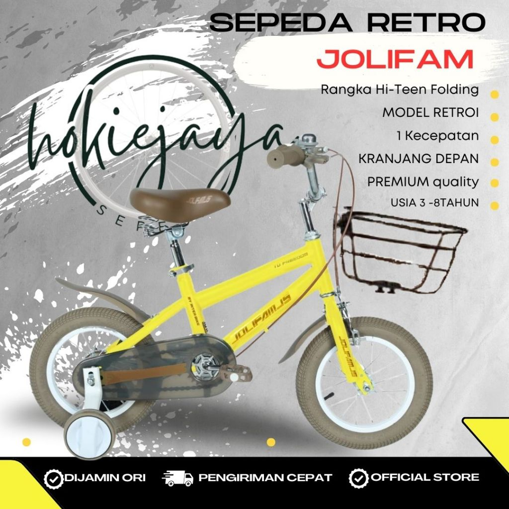 Jual [NEW] Sepeda Anak JOLIFAM 01 model RETRO - Keranjang - Premium ...