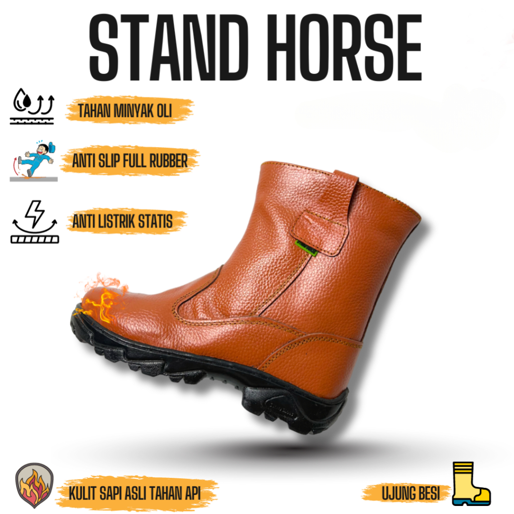 Jual Sepatu Safety Boot Kulit Sapi Asli Ujung Besi Sepatu Lapangan ...