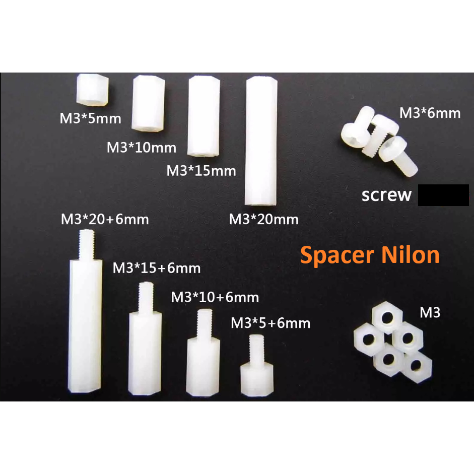 Jual Spacer Nylon Plastik Penyangga Dudukan PCB Main Board Stand off Standoff M3+6 6mm 8mm 10mm ...