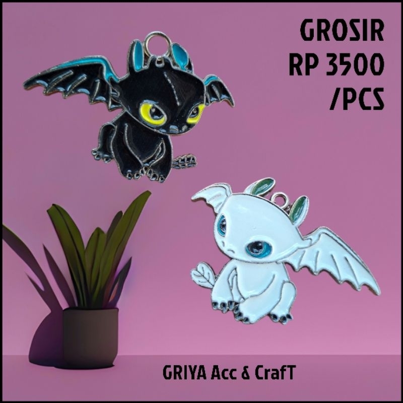 Jual Liontin Toothless Kartun Night Fury & Light Fury Charm Enamel Size ...