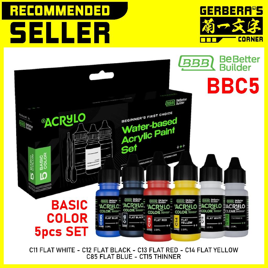 Jual ACRYLO PAINT BBC5 BASIC COLOR 5 SET - BOTOL TETES - Water Based ...
