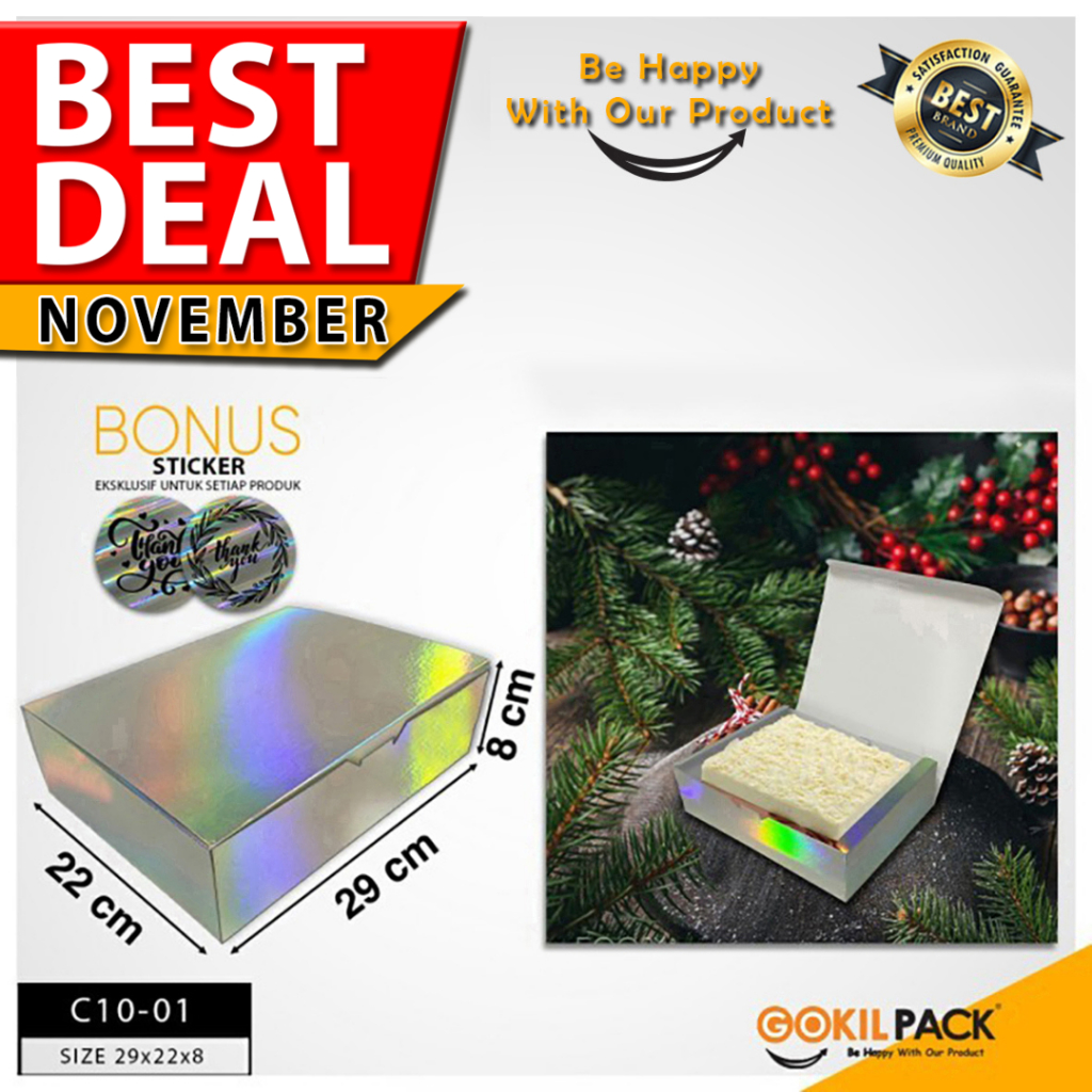 Jual Kotak Hampers - Gift Box Silver Hologram - Dus Kado - Uk 29x22x8 cm - C10 | Shopee Indonesia