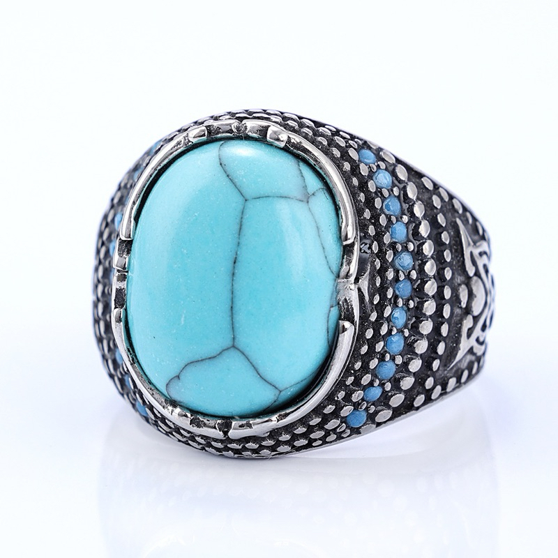 Jual Cincin Batu Pirus Mesir Ring Turkish Titanium Retro Elegan ...