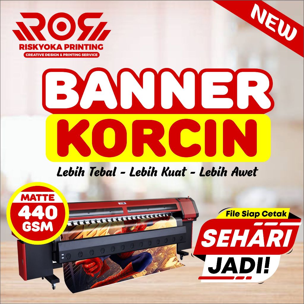 Jual Cetak Banner, Spanduk, Baliho KORCIN 440 Gram (TEBAL) Tajam, Pekat, Sehari Jadi ! | Shopee ...