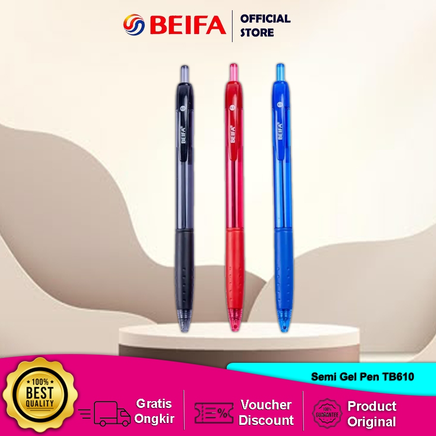 Jual Beifa Semi Gel Pen TB610 – 1 Pcs - Tinta Hitam/Biru, Pulpen 0.5mm ...