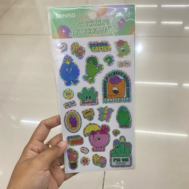 Jual Miniso Sticker Flower Series Emoji Holographic/Miniso Sticker ...