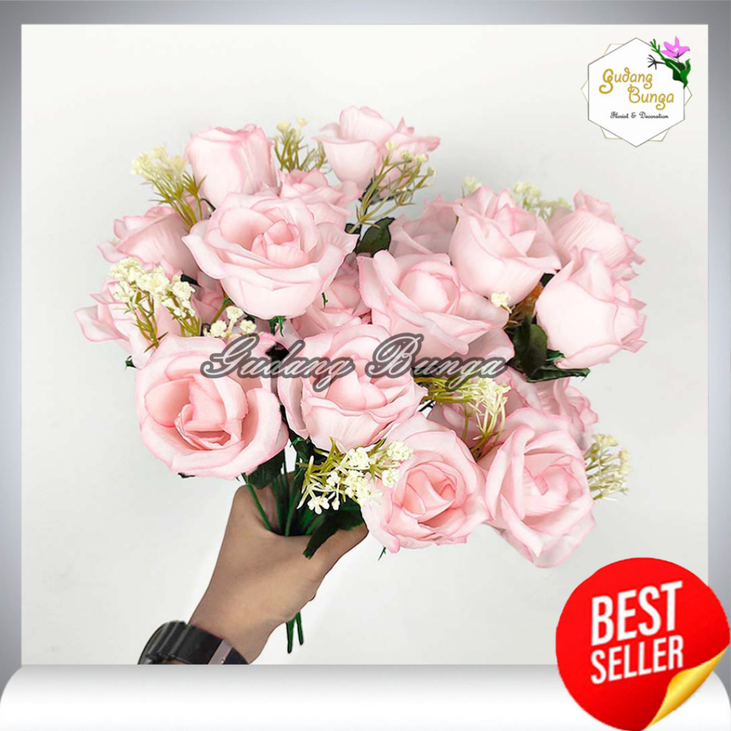 Jual Bunga Mawar Tropis Cabang 5 Bahan Kain Premium Artificial - Rose ...