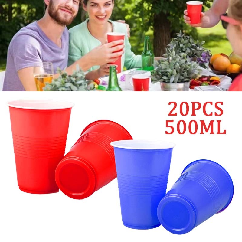 Jual Isi 20 16oz Gelas Plastik Merah Gelas Party Plastik Beer Pong Cup ...