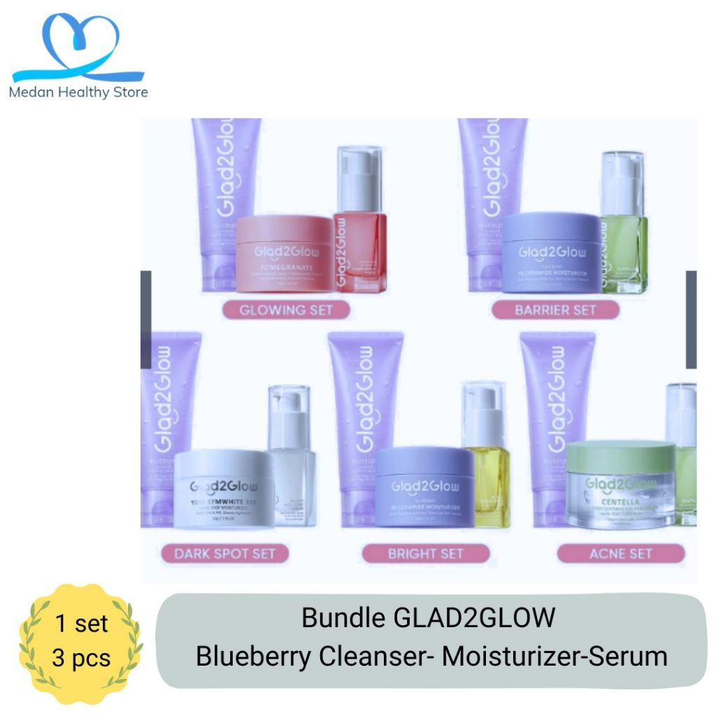 Jual BUNDLE GLAD2GLOW G2G Blueberry Cleanser/Face Wah+Serum+Moisturizer ...
