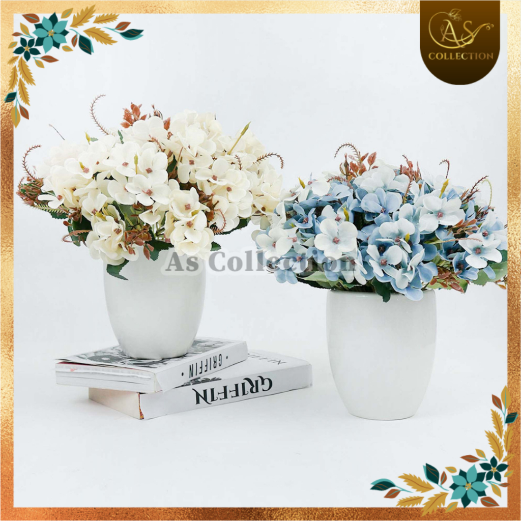 Jual Hortensia Mini Cabang 5 Bunga Hydrangea Tanaman Artficial Silk ...