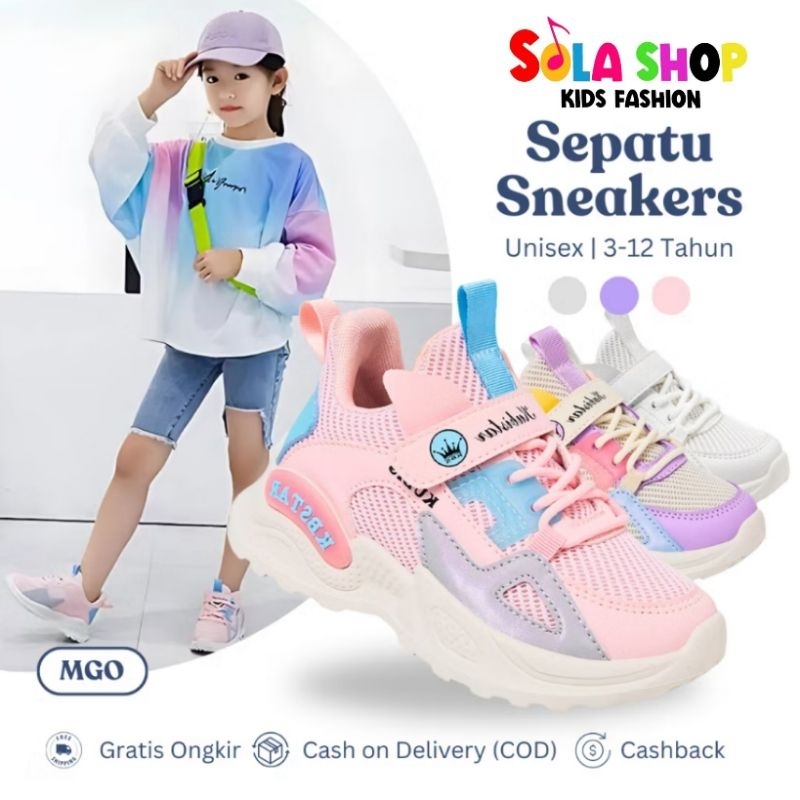 Jual SOLA SHOP - Sepatu Sneaker Casual Anak Sporty Kids Perempuan Usia 3 - 12 tahun Type MGO ...