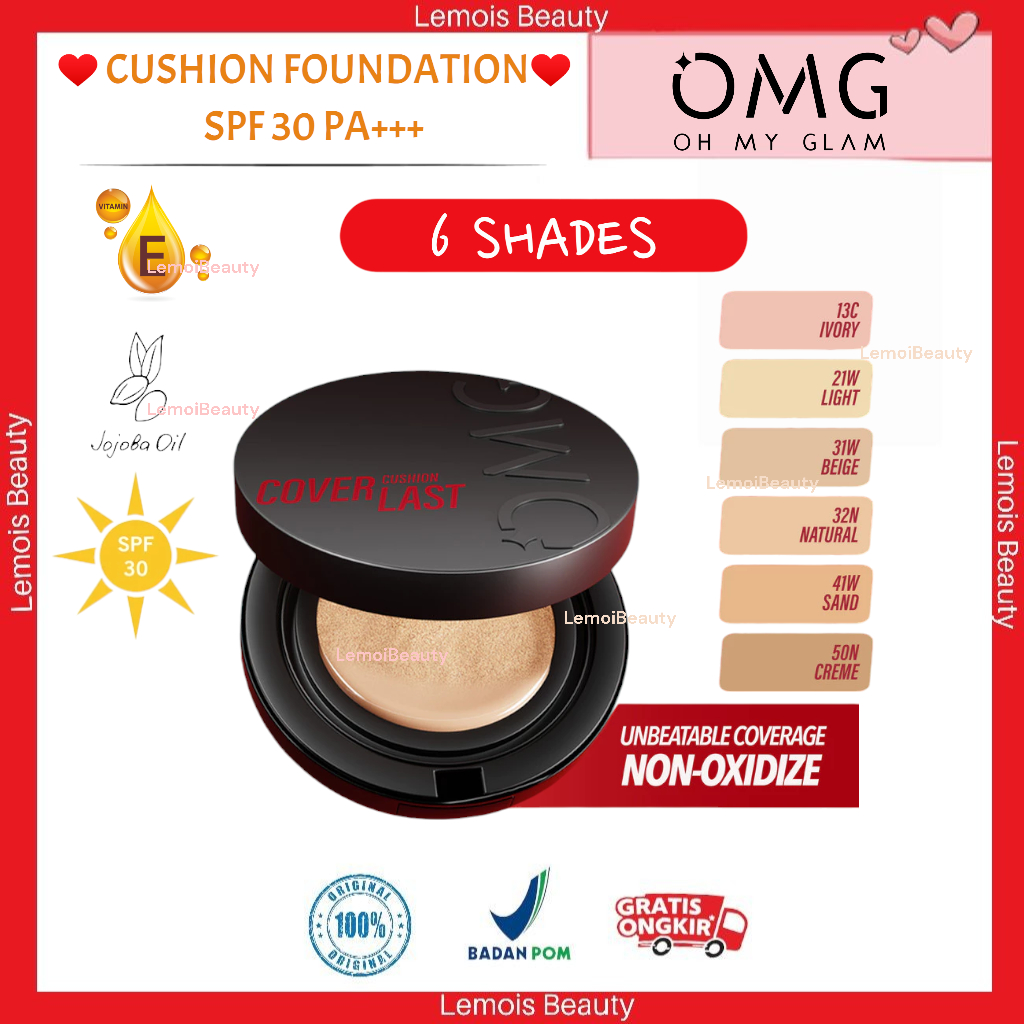 Jual LemoisBeauty- OMG Oh My Glam Coverlast Cushion 15g - Cushion Foundation Concealer Skin Tint ...