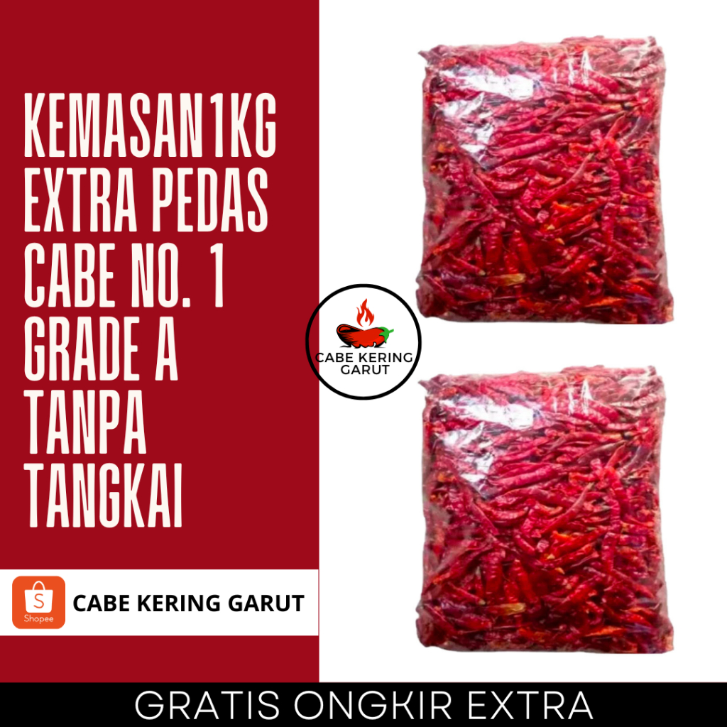 Jual CABE KERING MERAH TEJA JAPLAK 1KG (NO.1 MERAH EXTRA PEDAS ...