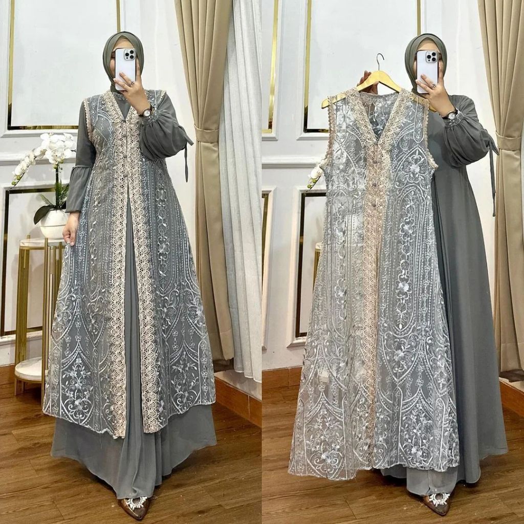 Jual Gamis Outer Lepas Pasang Model Gamis Terbaru 2025 AISYA Dress Premium Gamis Pesta Baju ...
