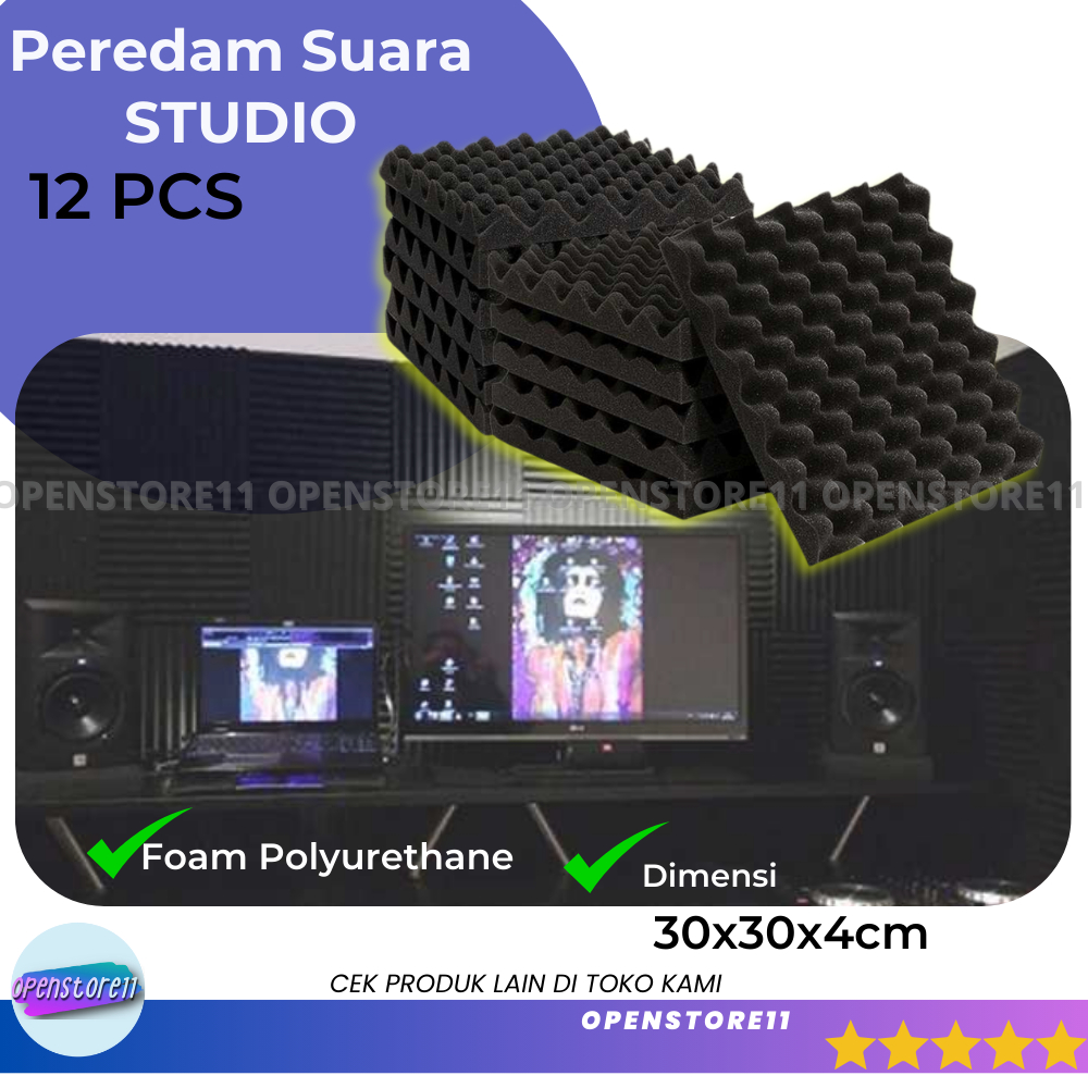 Jual Peredam Suara Studio Soundproof Foam Noise Reduction 12 PCS ...