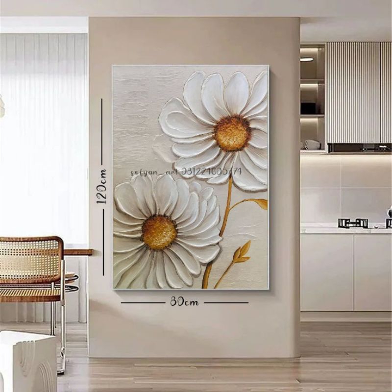 Jual lukisan abstrak bunga texture modern - hiasan dinding rumah ...