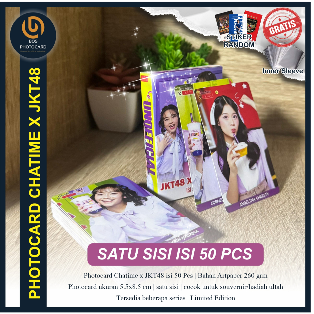 Jual " Photocard JKT48 edisi Chatime x JKT48 isi 50 Pcs (Unofficial/Fanmade) Dapat Bonus Stiker ...