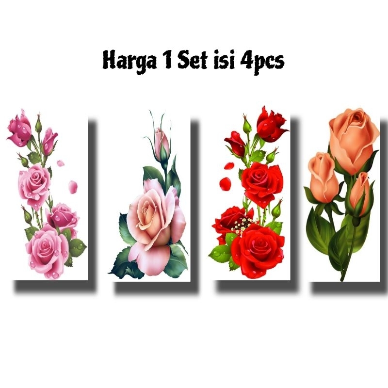 Jual Set Isi 4pcs Hiasan Dinding Tema Bunga Mawar Aesthetic Pajangan ...