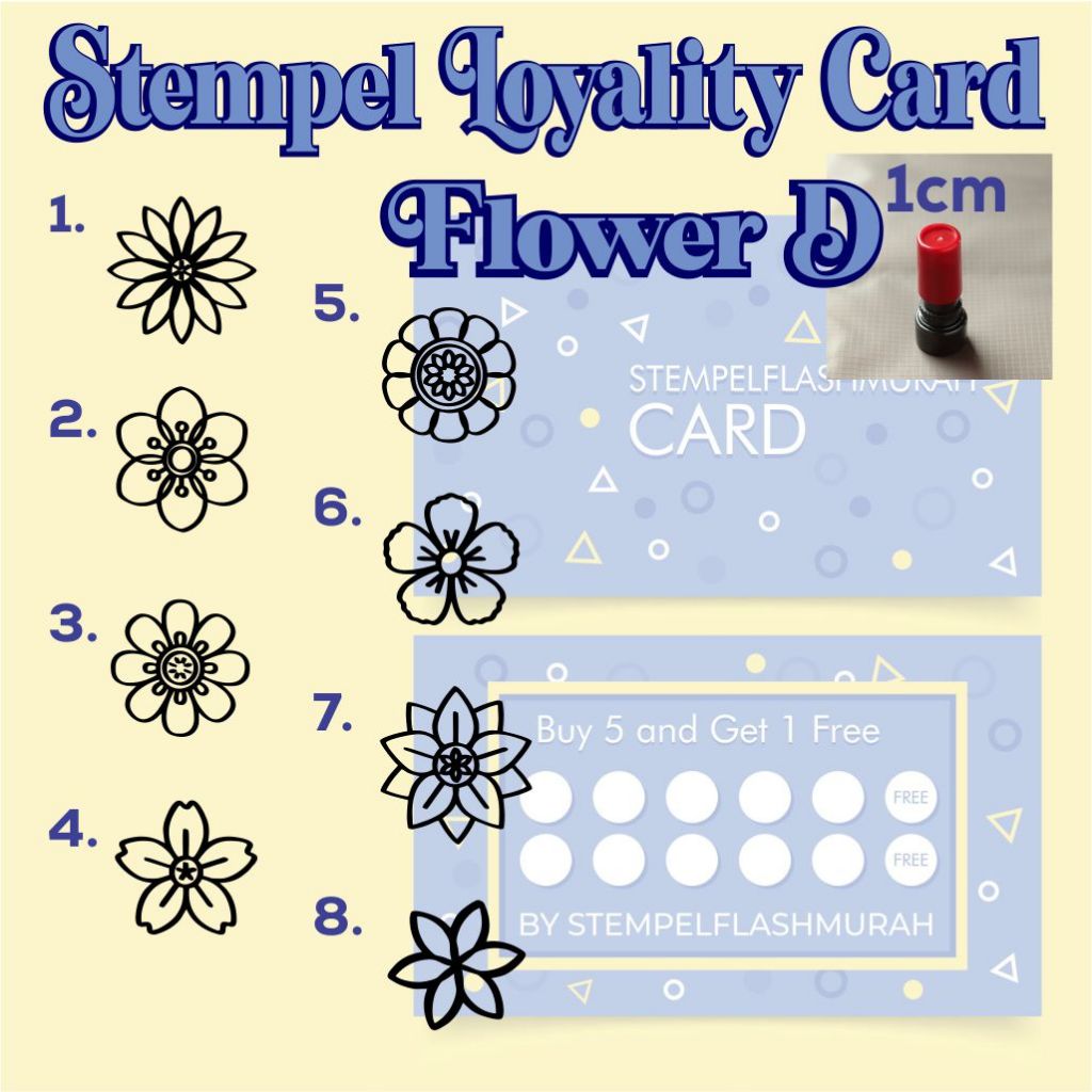Jual stempel custom otomatis bunga D 1cm kartu loyality nama member ...