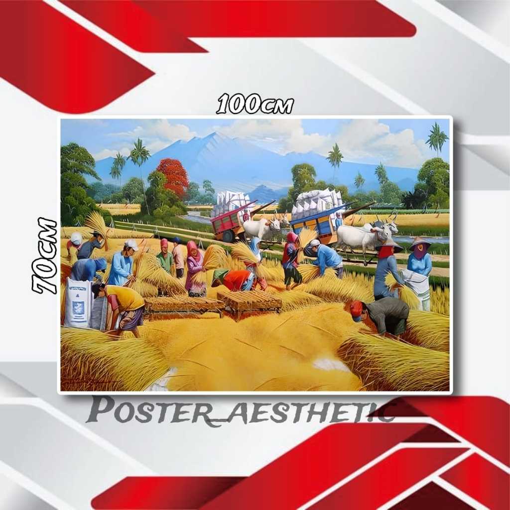 Jual DEKORASI DINDING POSTER JUMBO PEMANDANGAN PANEN PADI UKURAN ...