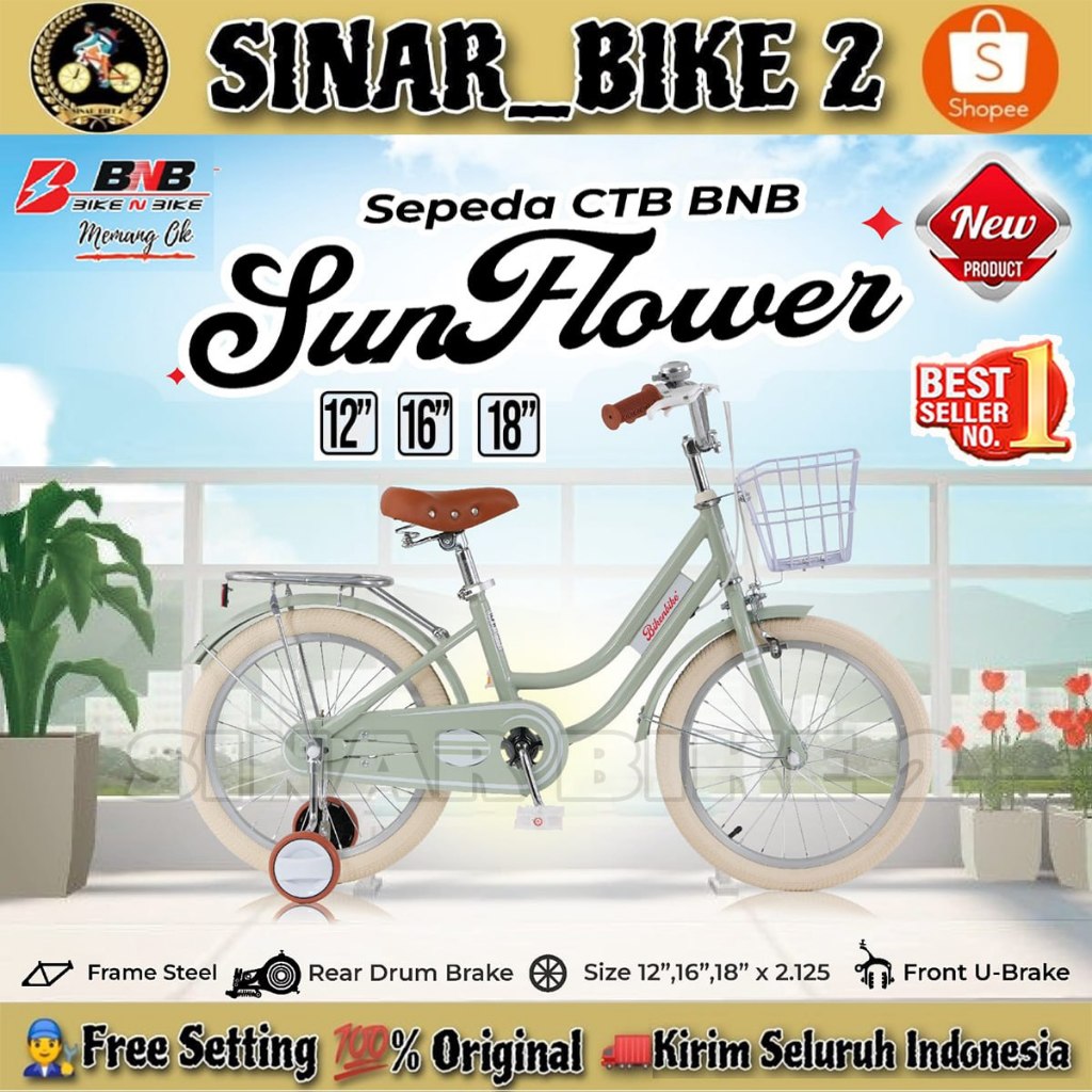 Jual Sepeda Anak Perempuan BNB SUNFLOWER // BNB UNIVERSE Classic City Bike Ukuran 12 16 18 Inch ...