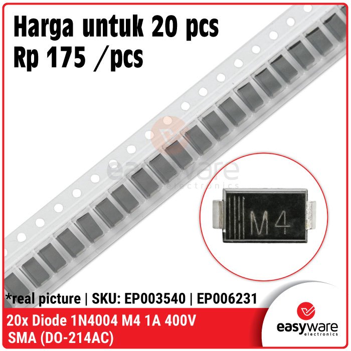 Jual 20x Diode 1N4004 M4 1A 400V SMA DO-214AC Dioda M4 1N 4004 SMD SMT | Shopee Indonesia