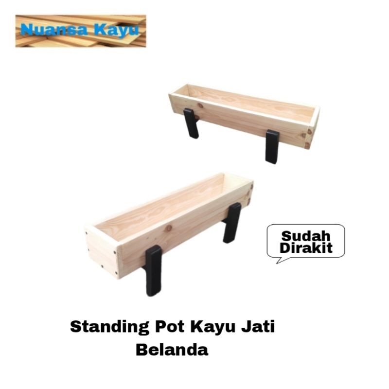 Jual Standing Pot Kayu Minimalis Jati Belanda | Shopee Indonesia
