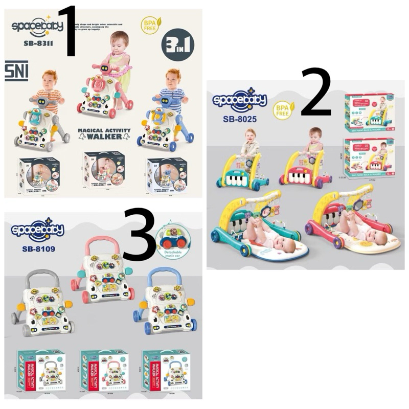 Jual SPACE BABY ACTIVITY PUSH WALKER SB 8109/ SB 8025 2in1 Piano Rack ...
