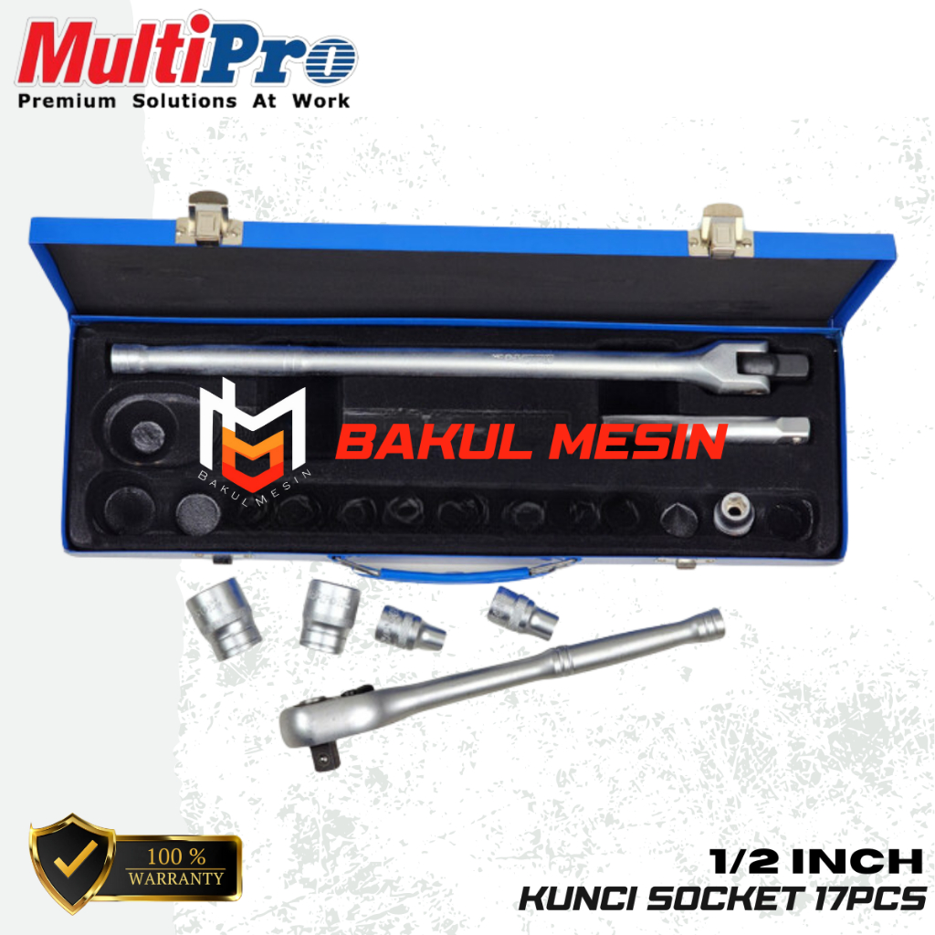 Jual MULTIPRO kunci sok kunci socket set socket set 17pcs 1/2INCH 6PT ...