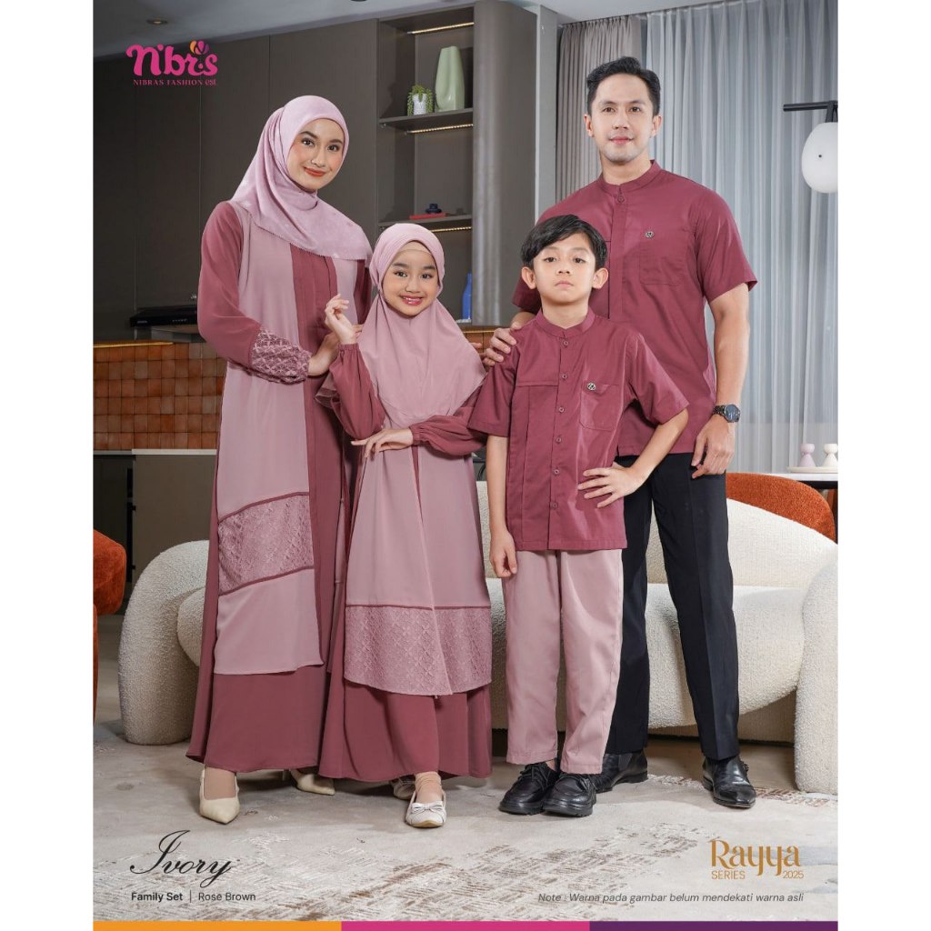 Jual New Rayya Series Ivory Rose Brown 2025 / Baju Keluaga Nibras ...