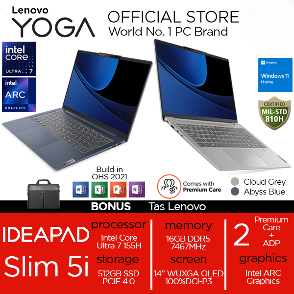 Jual LENOVO IDEAPAD SLIM 5I 14 ULTRA 7 RAM 16GB SSD 512GB W11+OHS 14 INCH OLED 100% SRGB BACKLIT ...