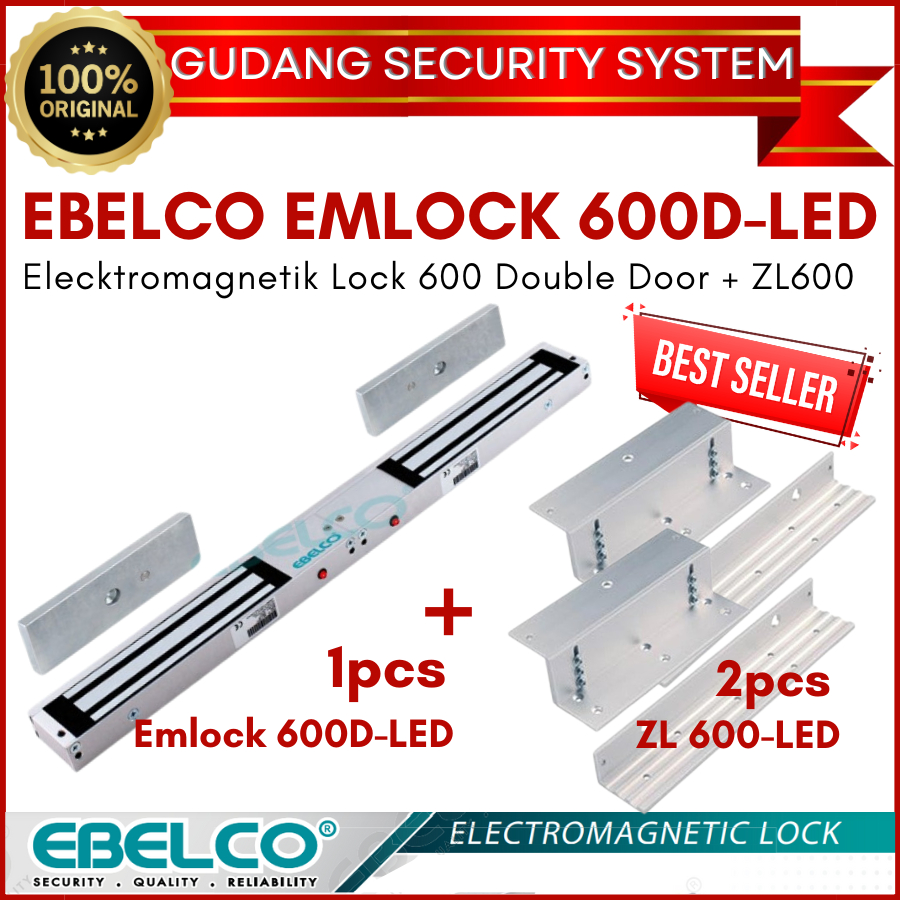 Jual Ebelco Emlock Double Door 600lbs 12/24V Magnetic Door Lock + ZL ...