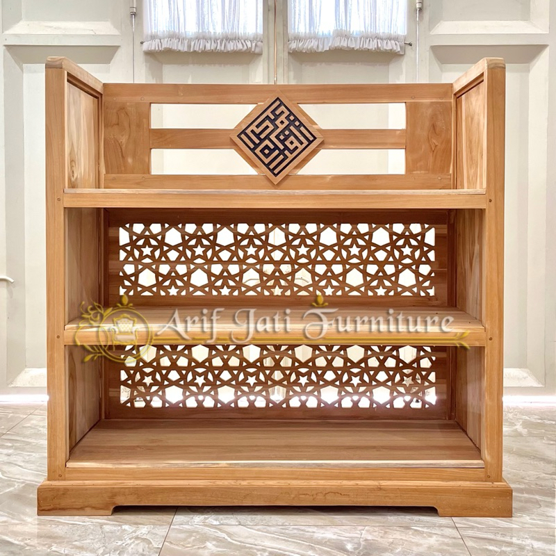 Jual Rak Alquran dan Rak Kitab Kayu Jati Grade A Ukir Arabic | Shopee ...